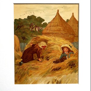 Two Victorian FARM GIRLS Playing in HAYSTACK Hay Stack - 1890 ...