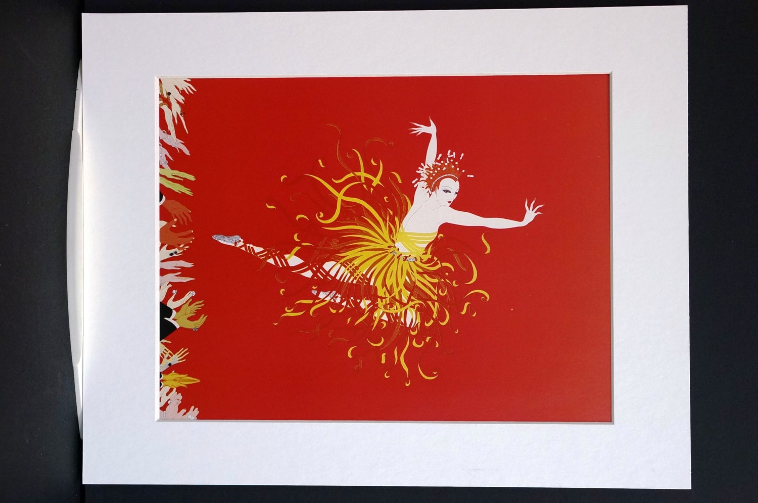 Erte Matted Print 1982 - Audience APPLAUSE - Erte Red Dancer Theater ...