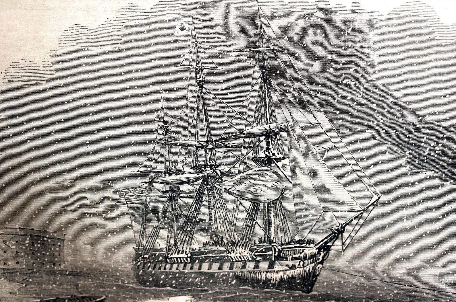 Tow Boat Towing 1857 NEW YORK HARBOR Winter Immigrant Ship - Etsy