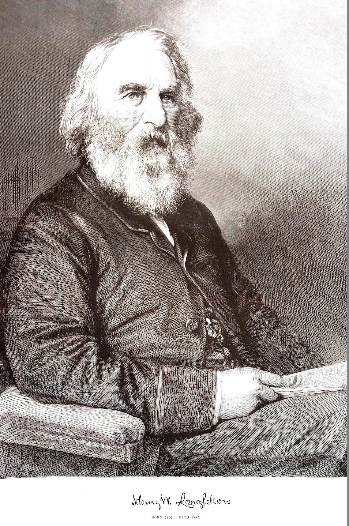 Henry W. Longfellow Portrait 1882 AMERICAN FIRESIDE POET Paul | Etsy