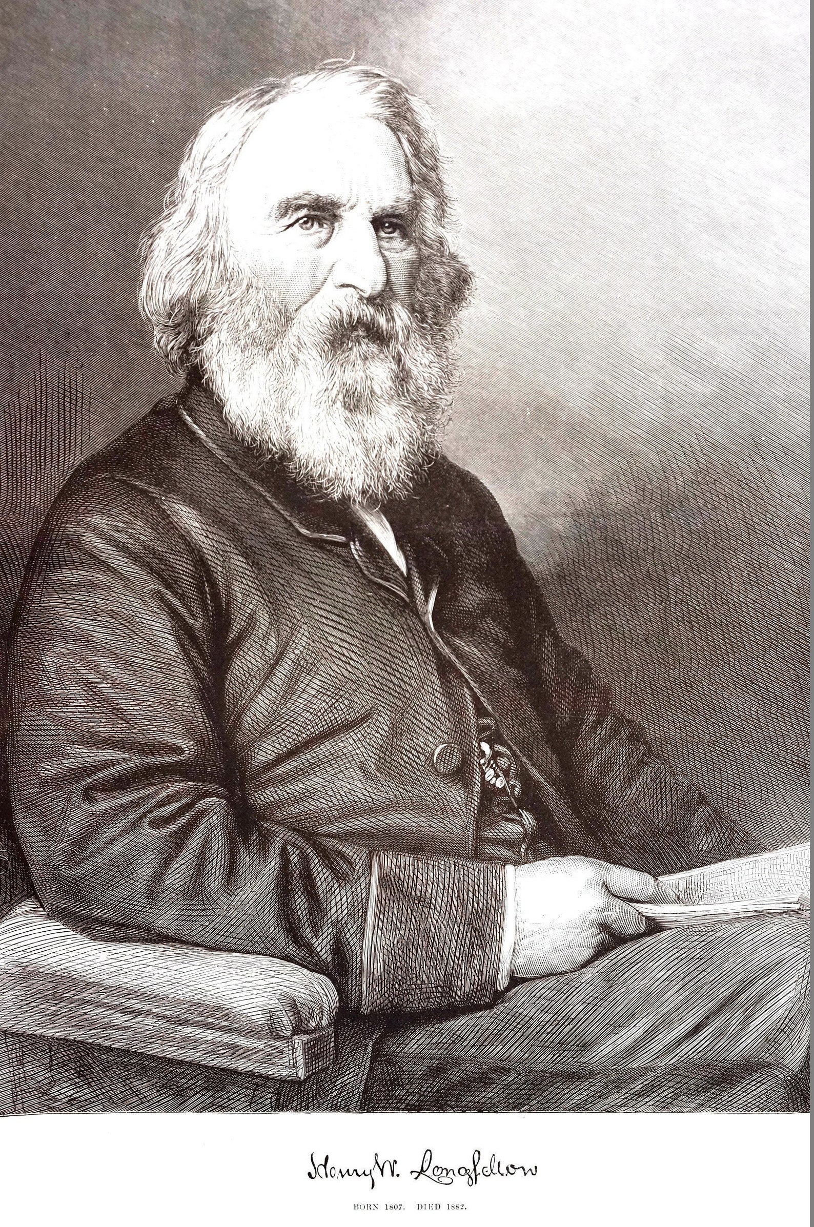 Henry W. Longfellow Portrait 1882 AMERICAN FIRESIDE POET Paul Revere ...