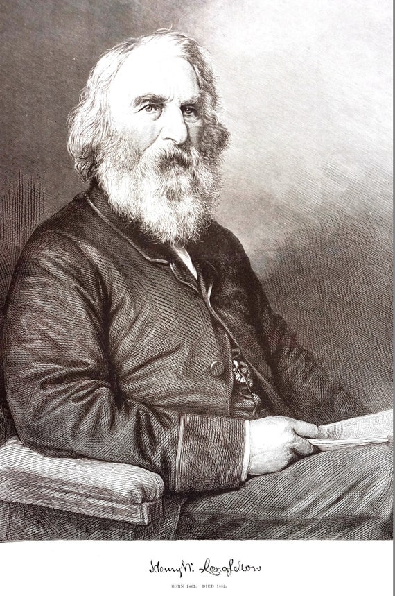 Henry W. Longfellow Portrait 1882 AMERICAN FIRESIDE POET Paul - Etsy