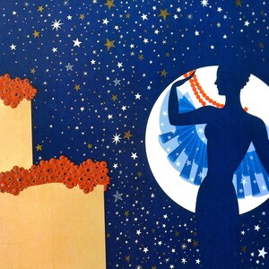 Erte 1991 - STAR SPANGLED NIGHT Stars Moon Moonlight Patriotic Art Blue ...
