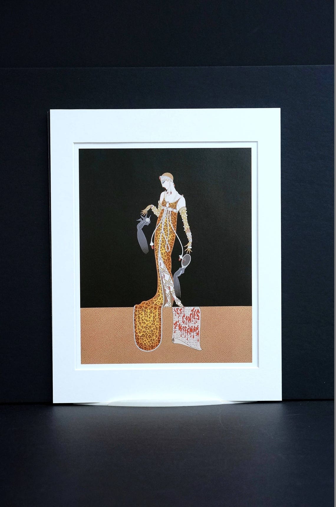 Erte Matted Print 1987 JULIET in LEOPARD CAT Animal Print Gown - Etsy