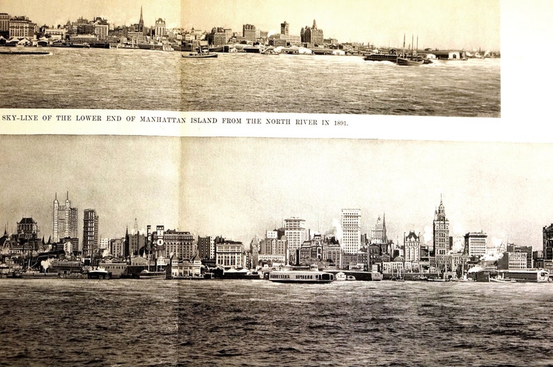 LOWER MANHATTAN SKYLINE Birds Eye View Topography Shore - Etsy