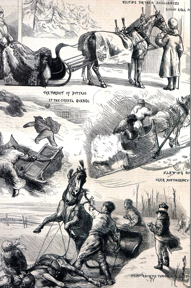 Canadian Winter Sports 1880 SLEIGHING in CANADA QUEBEC Montmorency ...