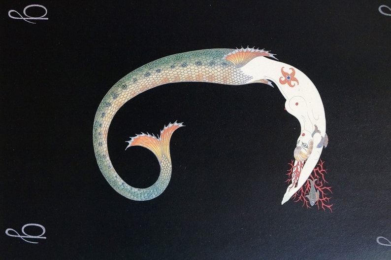 Erte 1982 - Letter G - ALPHABET SERIES - Erte Mermaid Scales Tail ...