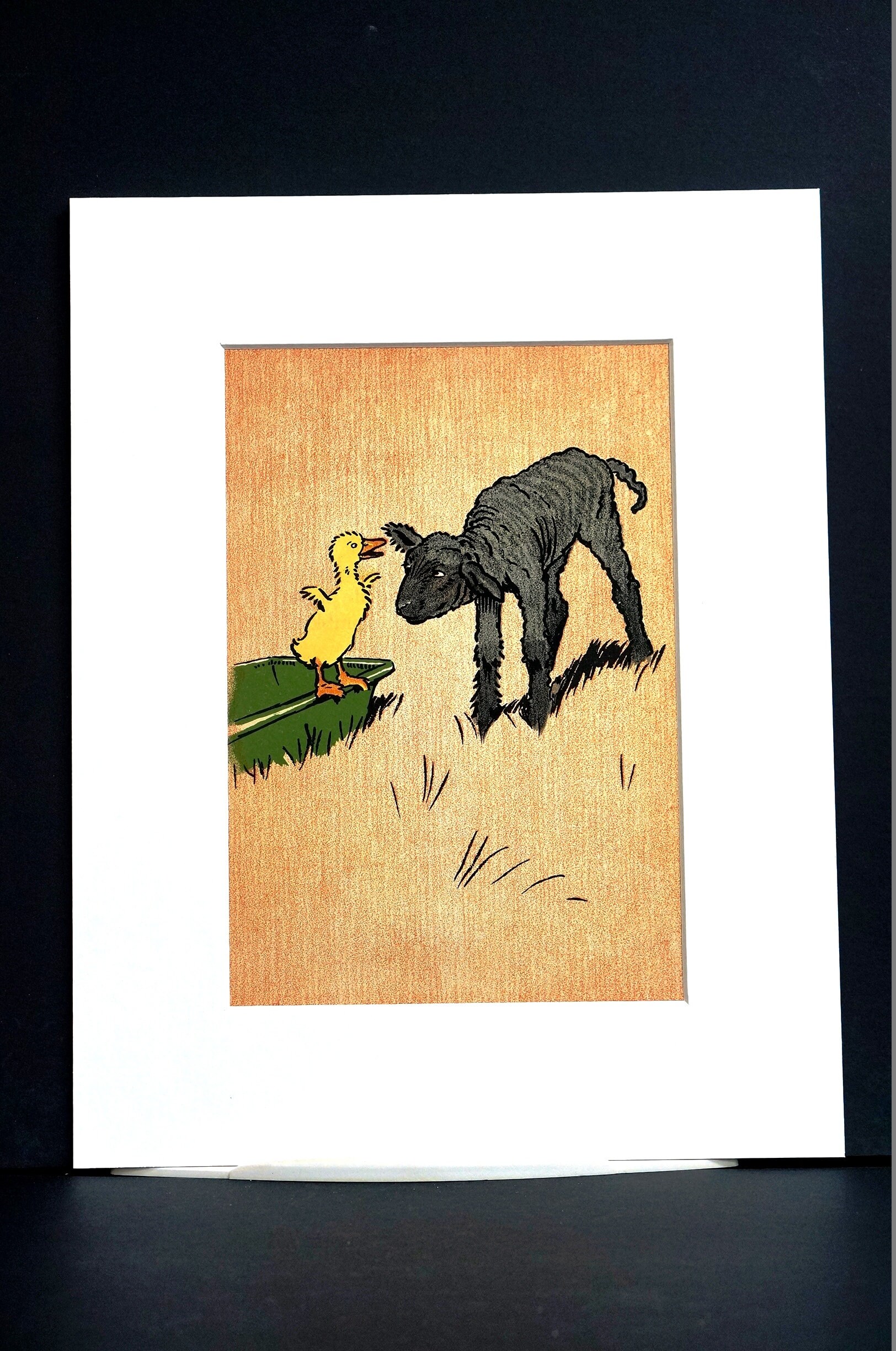 Prints Lithographs Baby Lamb LAMBKIN LAUGHS Professionally Matted ...