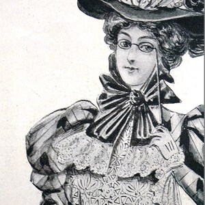 Costume for the RACES 1896 VICTORIAN Lady in Dress Feather Hat and ...