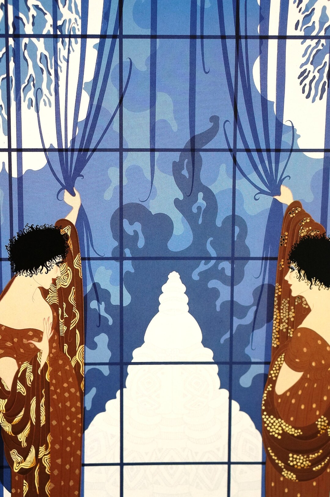 Erte Matted Print 1987 WINTER'S ARRIVAL SNOW Winter Morning Twin ...