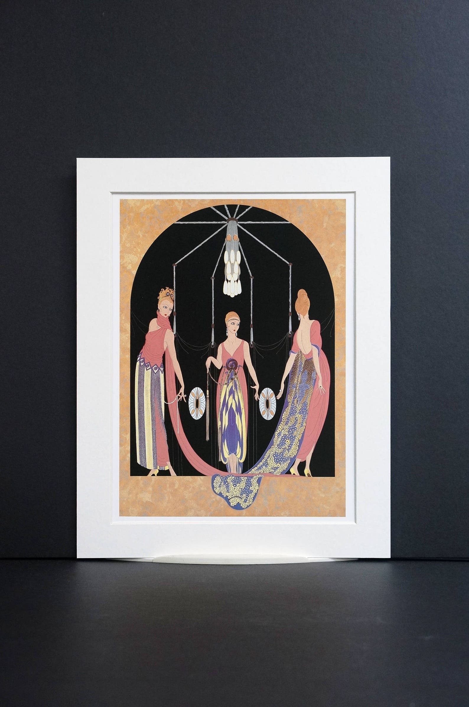 Erte Matted Print 1987 the THREE GRACES LADIES Pink and Purple Gowns ...