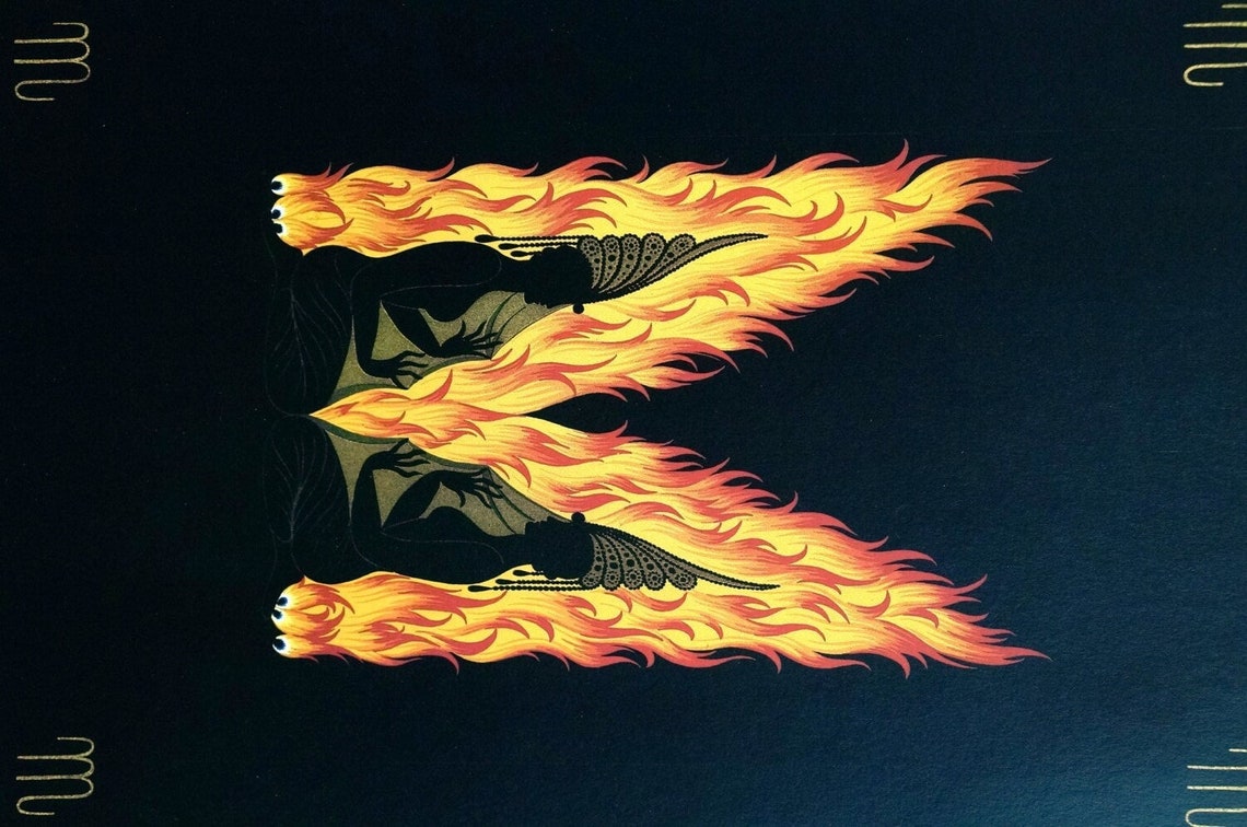 Erte 1982 Letter M ALPHABET SERIES Fire Twins Girls - Etsy