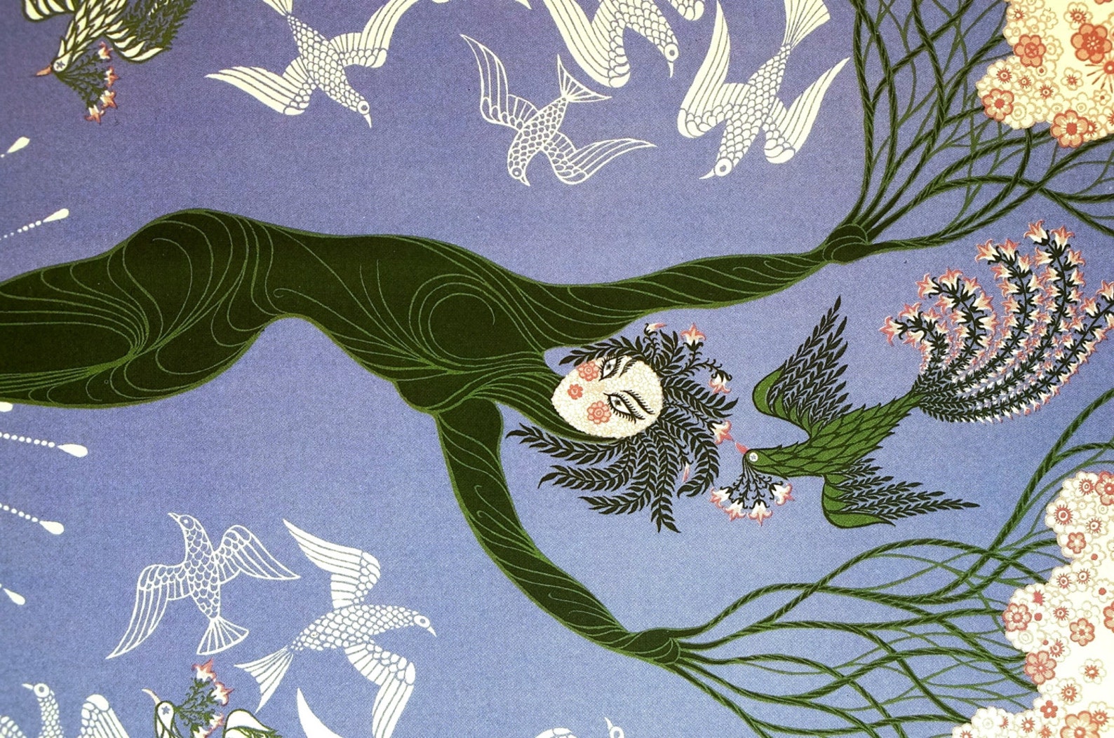Erte Matted Print 1982 - SEASONS SPRING Fashions Birds FLOWER Garden ...
