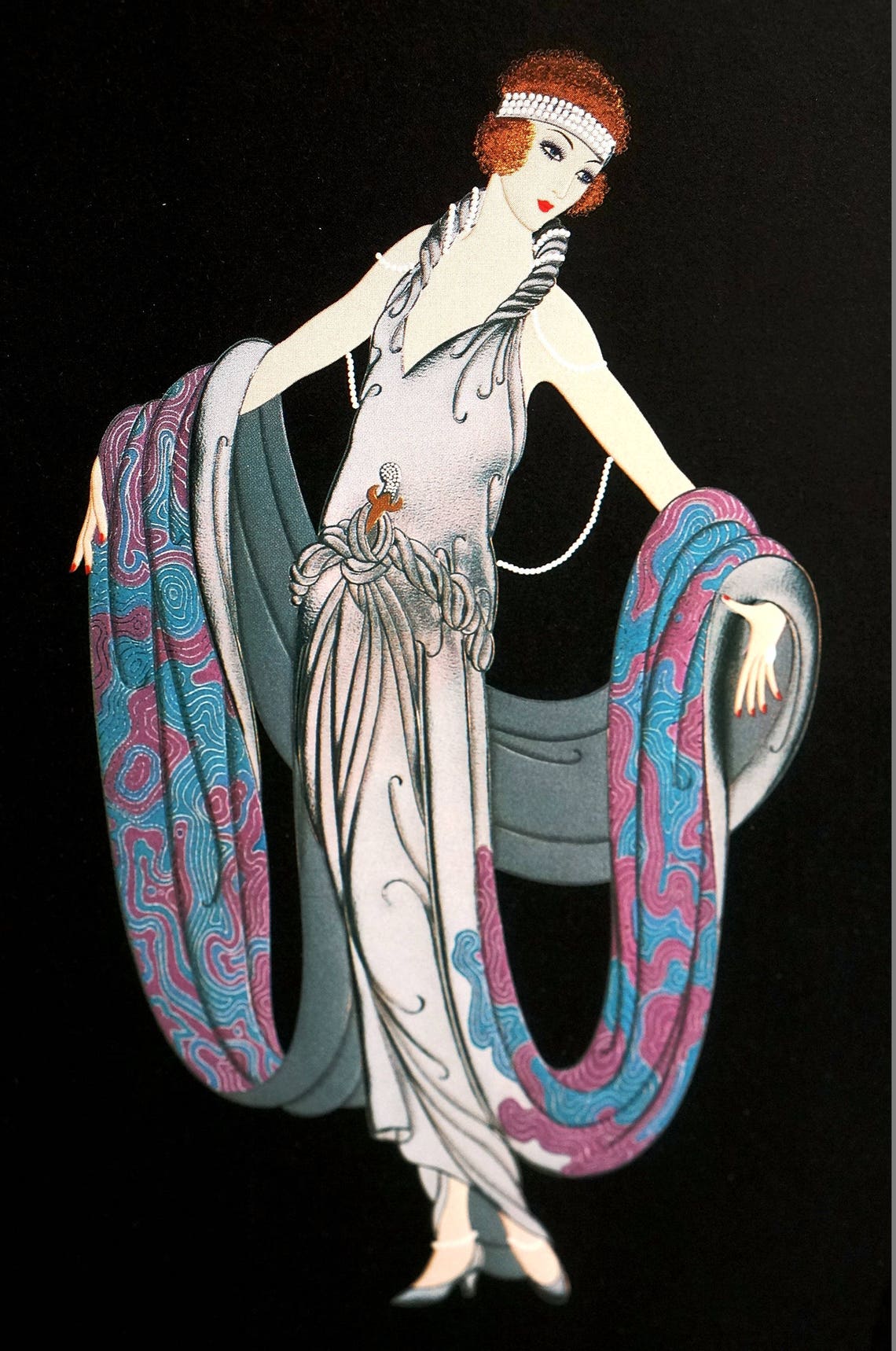 Erte Matted Print 1987 GALA Dress for OPERA THEATER Cocktails | Etsy