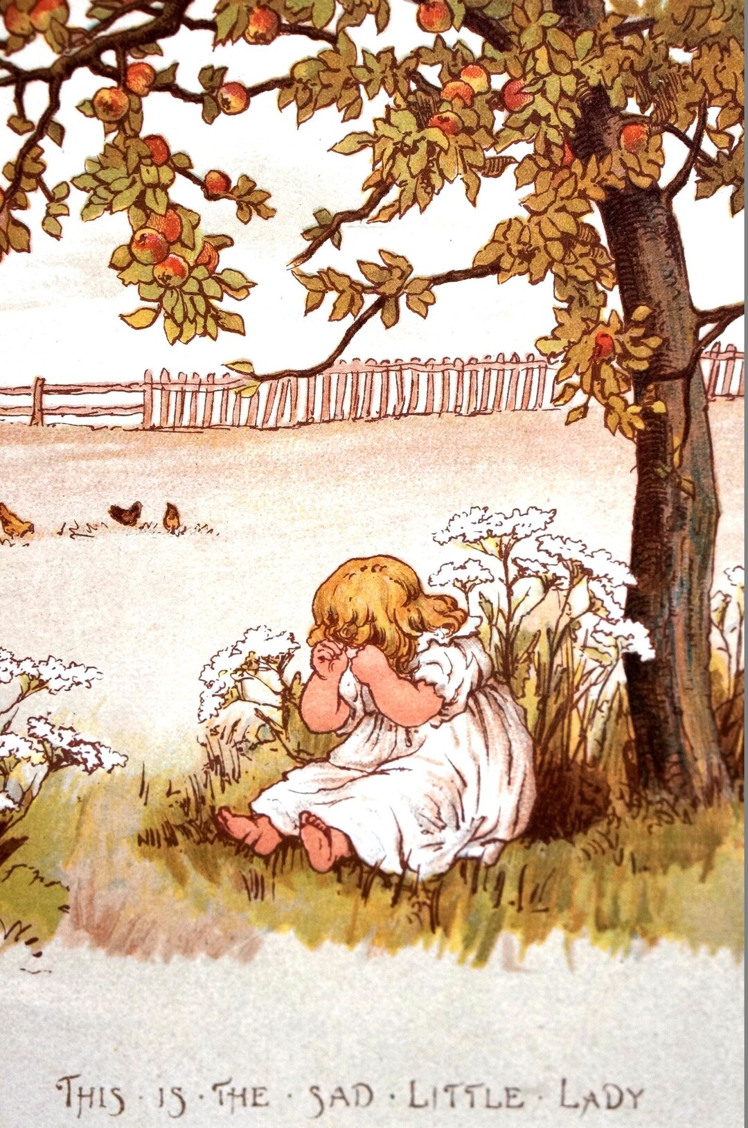 Baby Toddler SAD LITTLE LADY Crying Child Tree Flowers Time Out 1890 ...