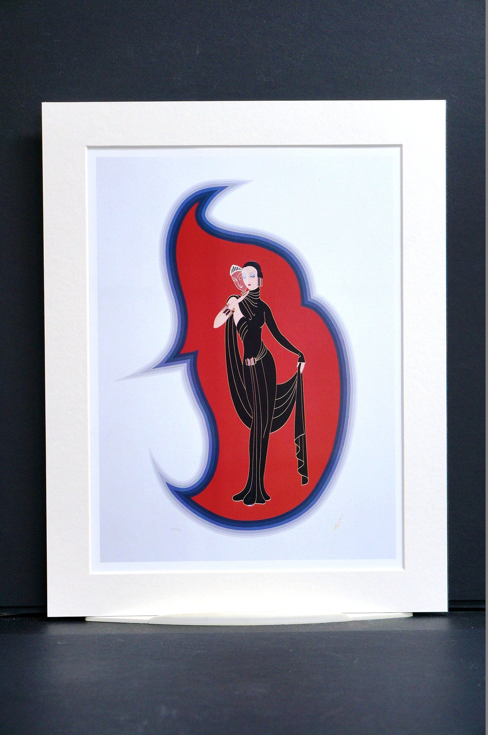 Erte 1991 CRYSTAL MASK Mystery Woman in BLACK Evening Gown - Etsy