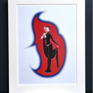 Erte 1991 - CRYSTAL MASK Mystery Woman in BLACK Evening Gown Art ...