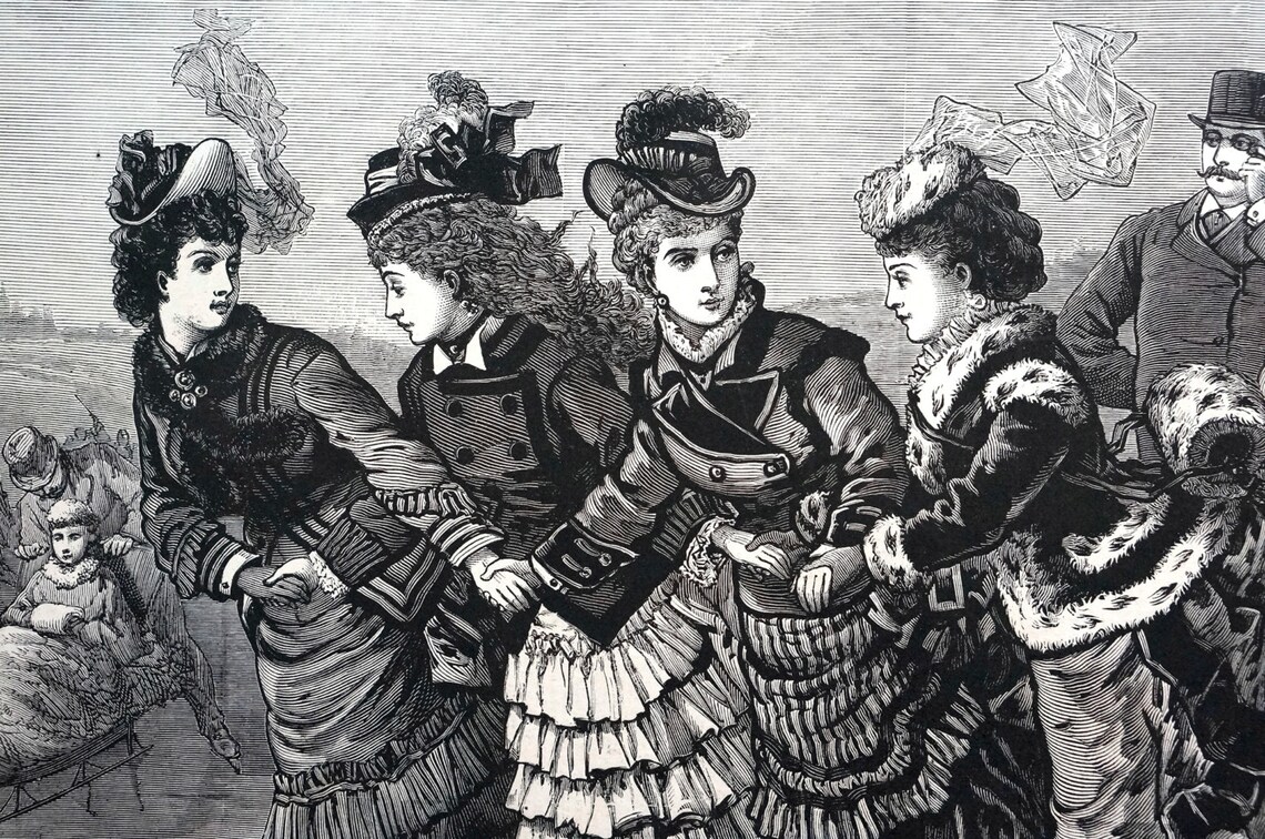 Hyde 1875 Central Park Nyc LAST SKATING PARTY Winter Victorian | Etsy