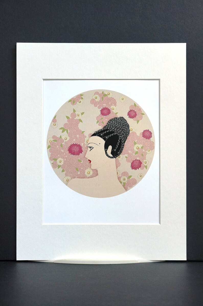 Erte Pair of Matted Art Deco Prints 1987 - ROSES and CARNATIONS ...
