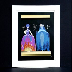 Erte Matted Print 1987 EVENING and NIGHT SUNDOWN Stars Gowns Costumes ...