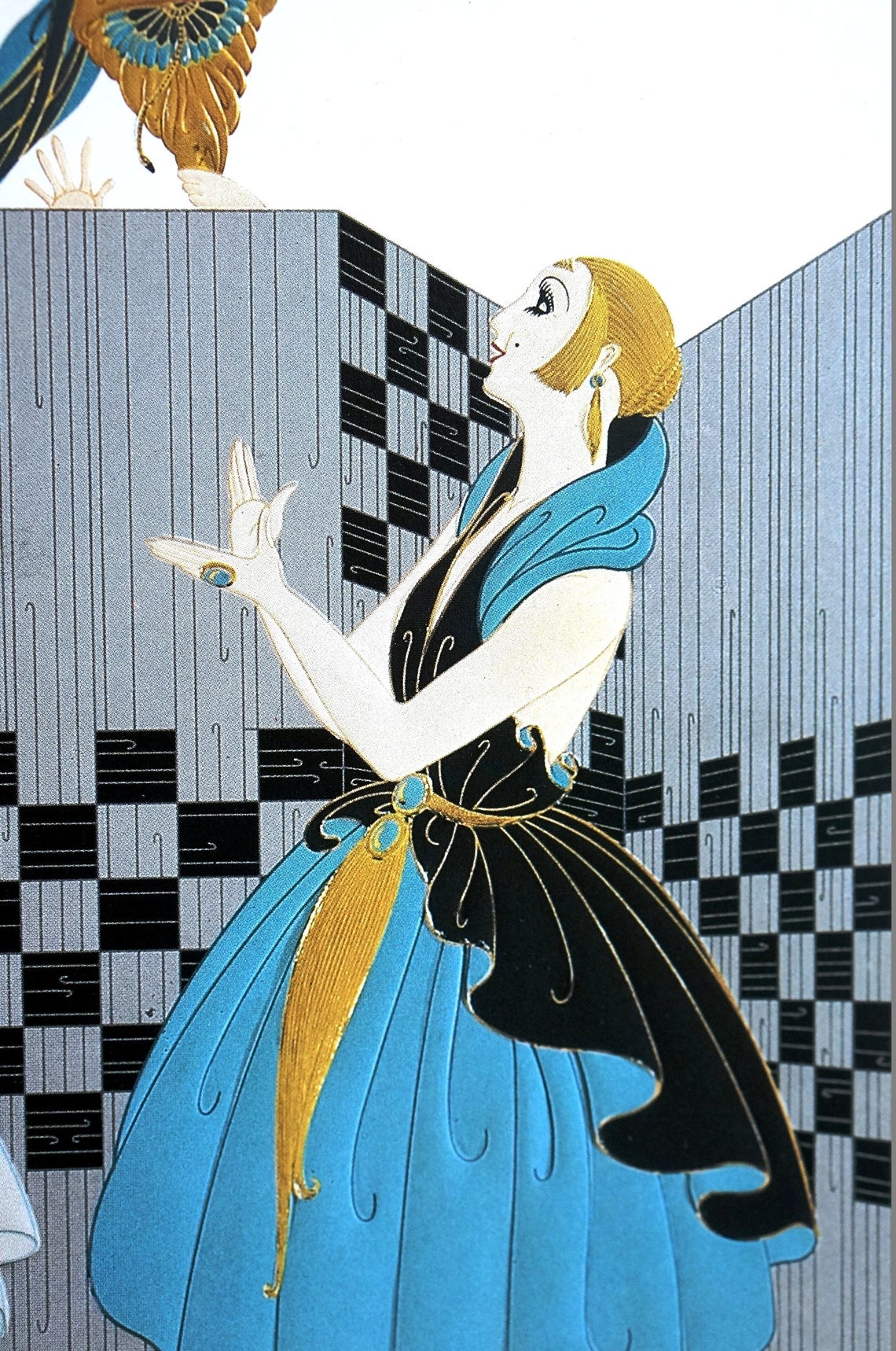 Erte Print 1987 PUPPET SHOW THEATER Fashions Puppeteer Master Audience ...