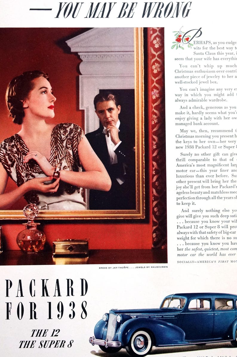 Packard Christmas Ad 1937 - 1938 PACKARD 12 SEDAN SUPER 8 Ad ...