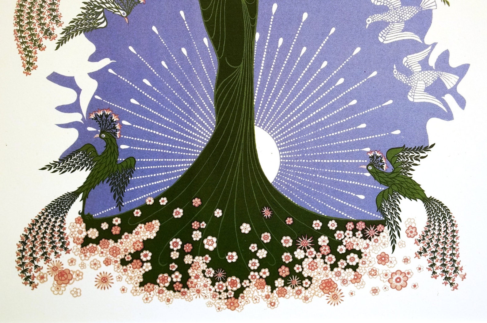 Erte Matted Print 1982 SEASONS SPRING Fashions Birds FLOWER Garden ...