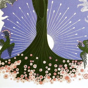 Erte Matted Print 1982 - SEASONS SPRING Fashions Birds FLOWER Garden ...