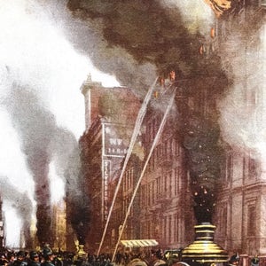 Fire on Fifth Avenue 1899 NYC Fire Department Fire Truck Ladder New ...
