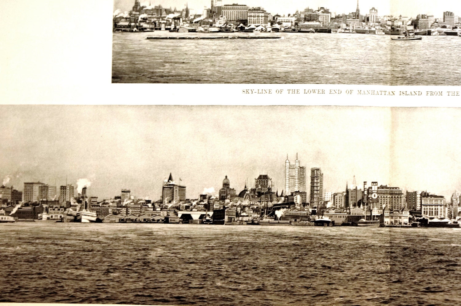 LOWER MANHATTAN SKYLINE Birds Eye View, Topography - Shore, North River ...