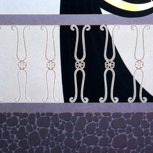 Erte Matted Print 1991 BALCONY Lady in CHECKERED Opera Cloak Evening ...