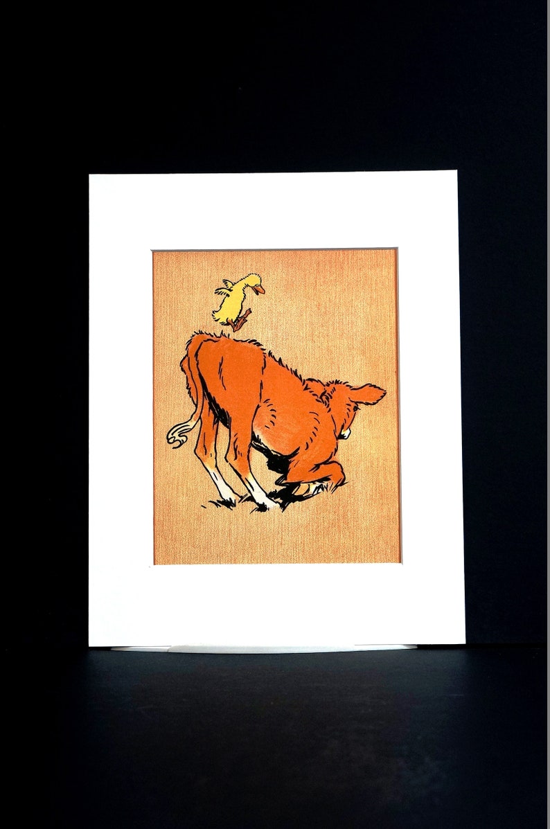 Cecil Aldin DUCKLING Duck Jumping on COW CALF Playmates Farm | Etsy