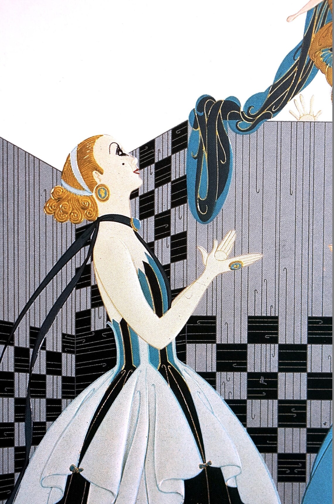Erte Print 1987 PUPPET SHOW THEATER Fashions Puppeteer Master Audience ...