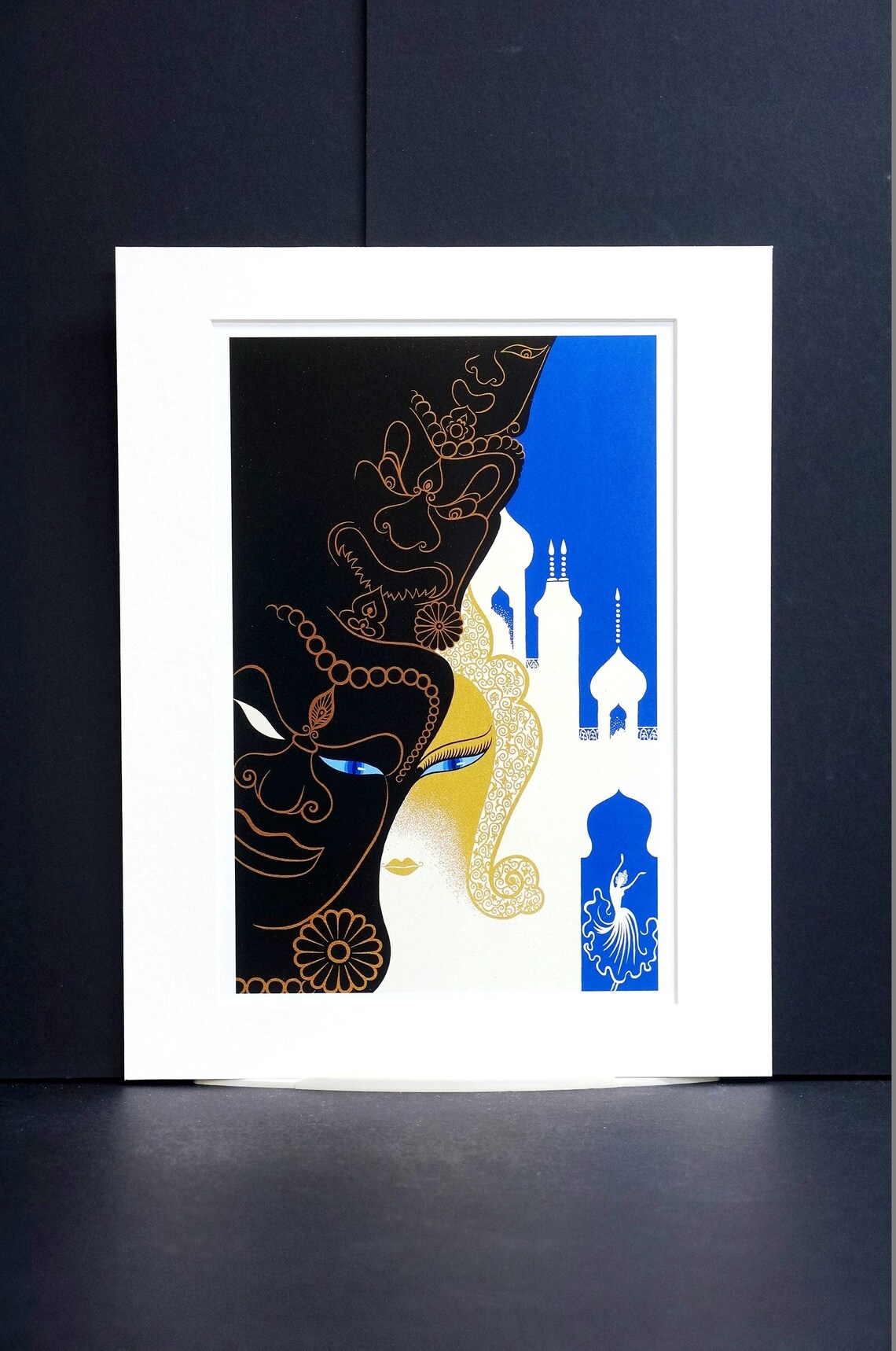 Erte Matted Print 1991 MASKS and MOSQUES Blue Eyes Persians Muslims ...