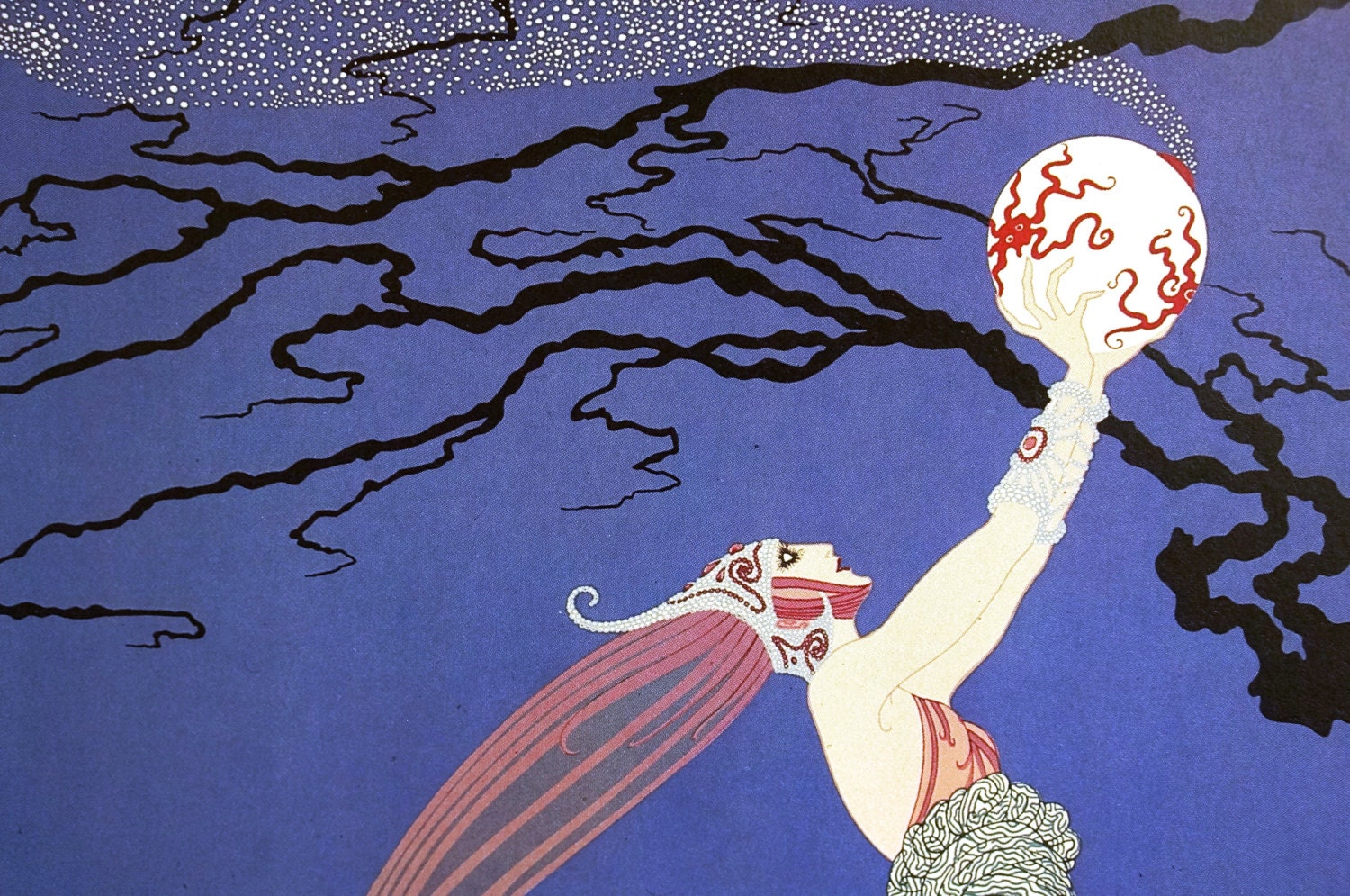 Erte 1982 FIREFLIES FIREFLY Lady Releasing Fire Flies Into - Etsy
