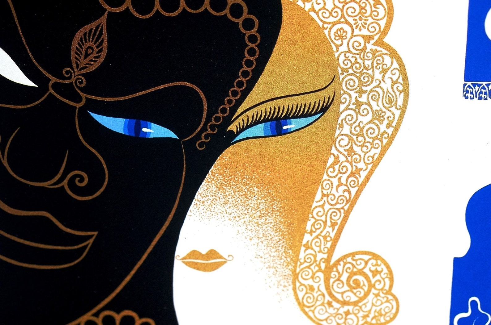 Erte Matted Print 1991 MASKS and MOSQUES Blue Eyes Persians | Etsy