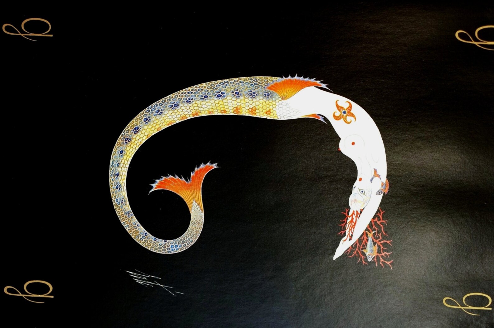 Erte 1972 - Alphabet Series - G - Colorful NUDE MERMAID W CORAL ...
