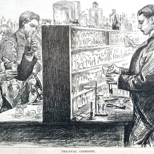 Chemistry Students 1886 CHEM TEACHER Professor LABORATORY Experiment ...