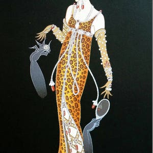 Erte Matted Print 1987 JULIET in LEOPARD CAT Animal Print Gown With ...