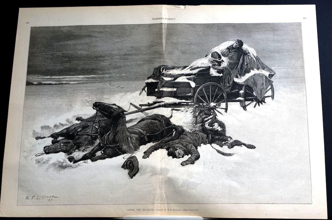 Death in Snowstorm 1887 BLIZZARD DEAD FAMILY Horses Northwest Settlers ...