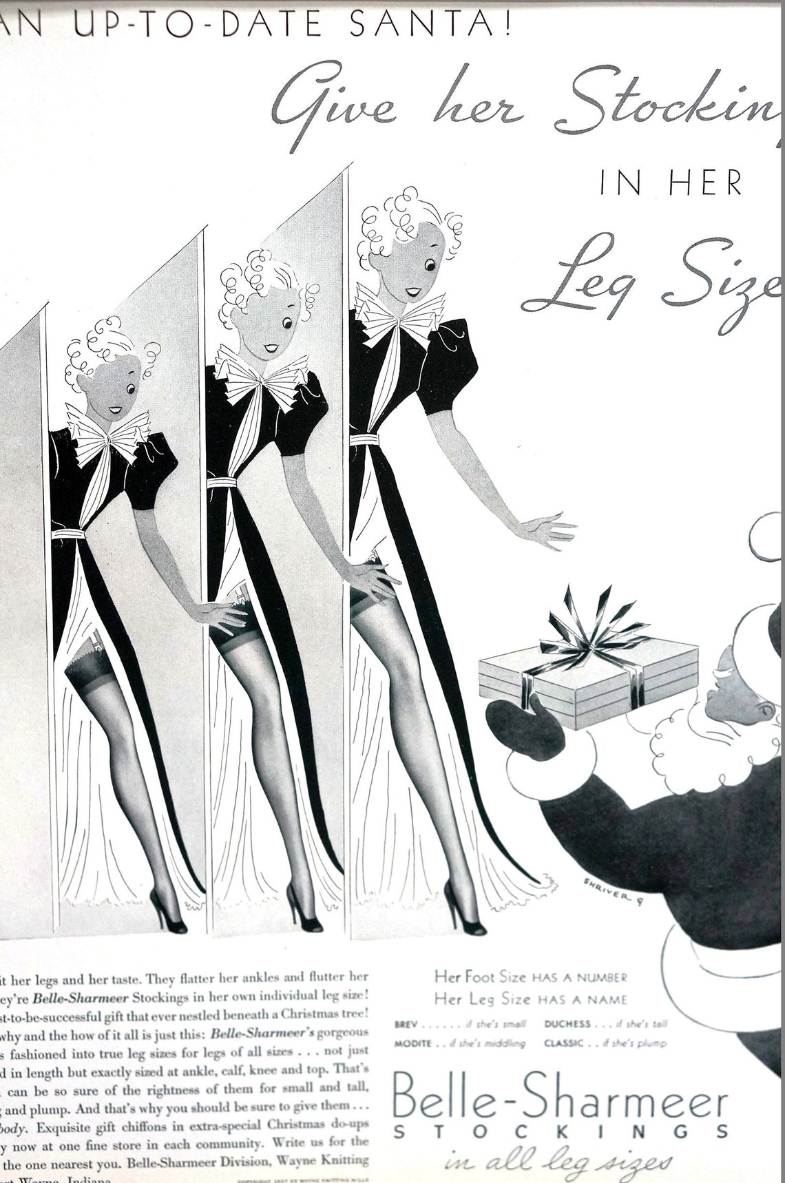 Belle Sharmeer Stockings Ad 1937 NYLON STOCKINGS From SANTA - Etsy