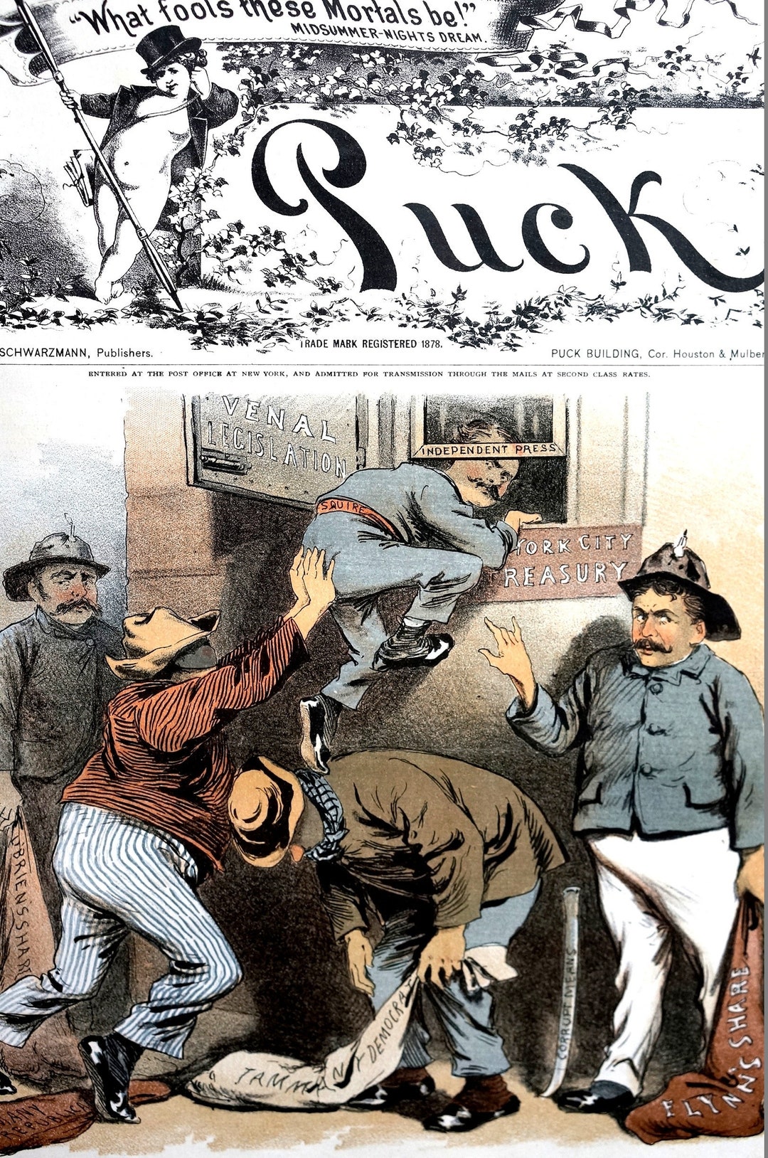Tammany Hall BOSS TWEED 1886 Squire Flynn O'brien NYC Independent Press ...