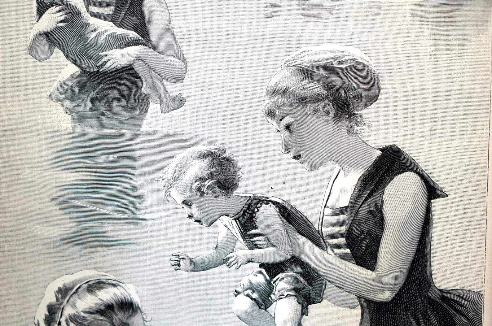 Ocean Breezes 1891 - Victorian Children Swimming Learning to Swim at ...