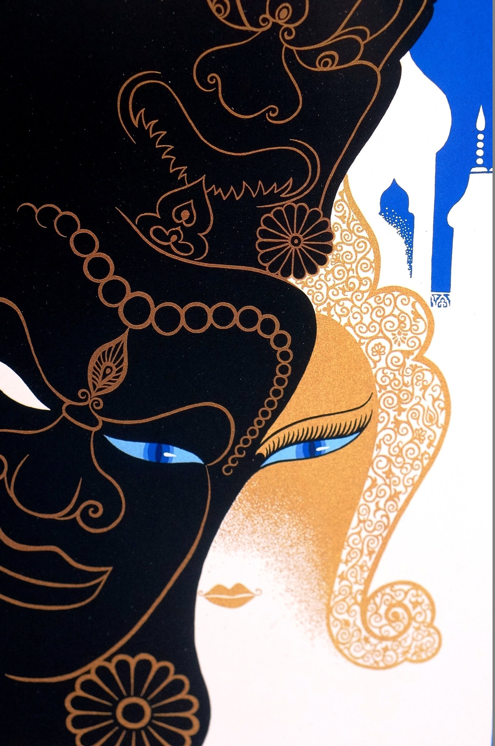 Erte Matted Print 1991 MASKS and MOSQUES Blue Eyes Persians | Etsy