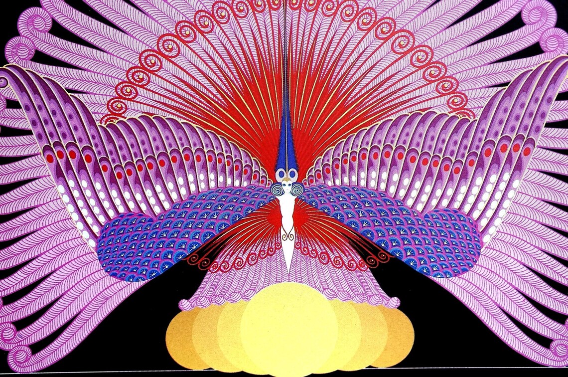 Erte Matted Print 1987 PHOENIX TRIUMPHANT BIRD Egyptian | Etsy