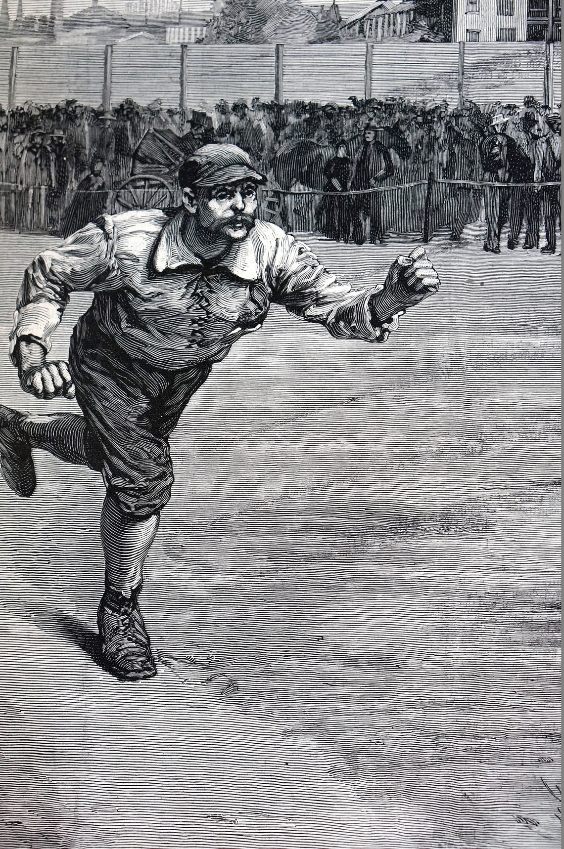 Baseball Game 1887 THROWN OUT on SECOND Team Batter Pitcher Catcher ...