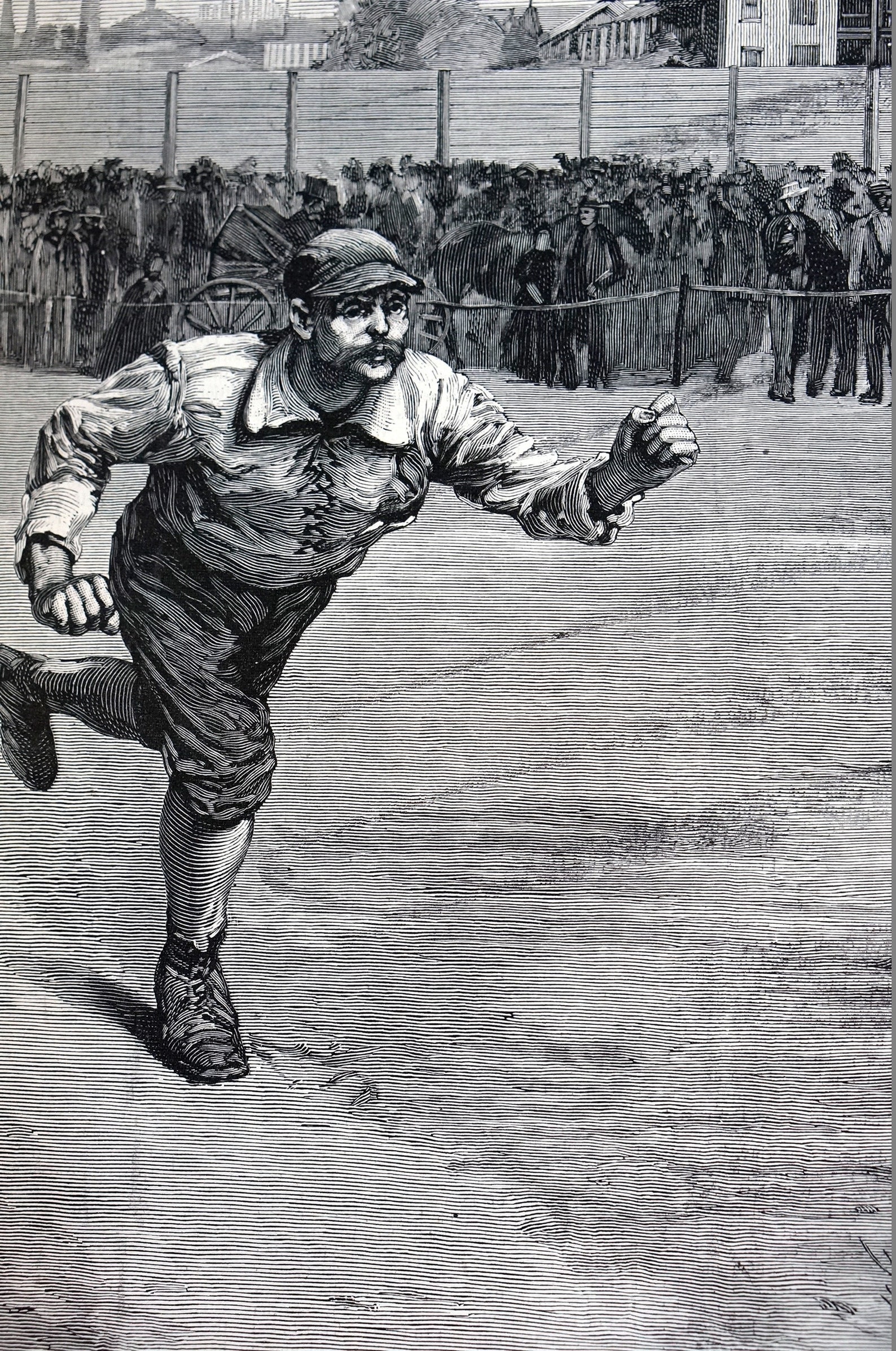Baseball Game 1887 THROWN OUT on SECOND Team Batter Pitcher Catcher ...