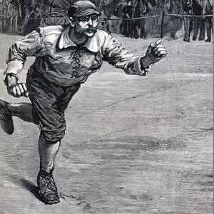 Baseball Game 1887 THROWN OUT on SECOND Team Batter Pitcher Catcher ...