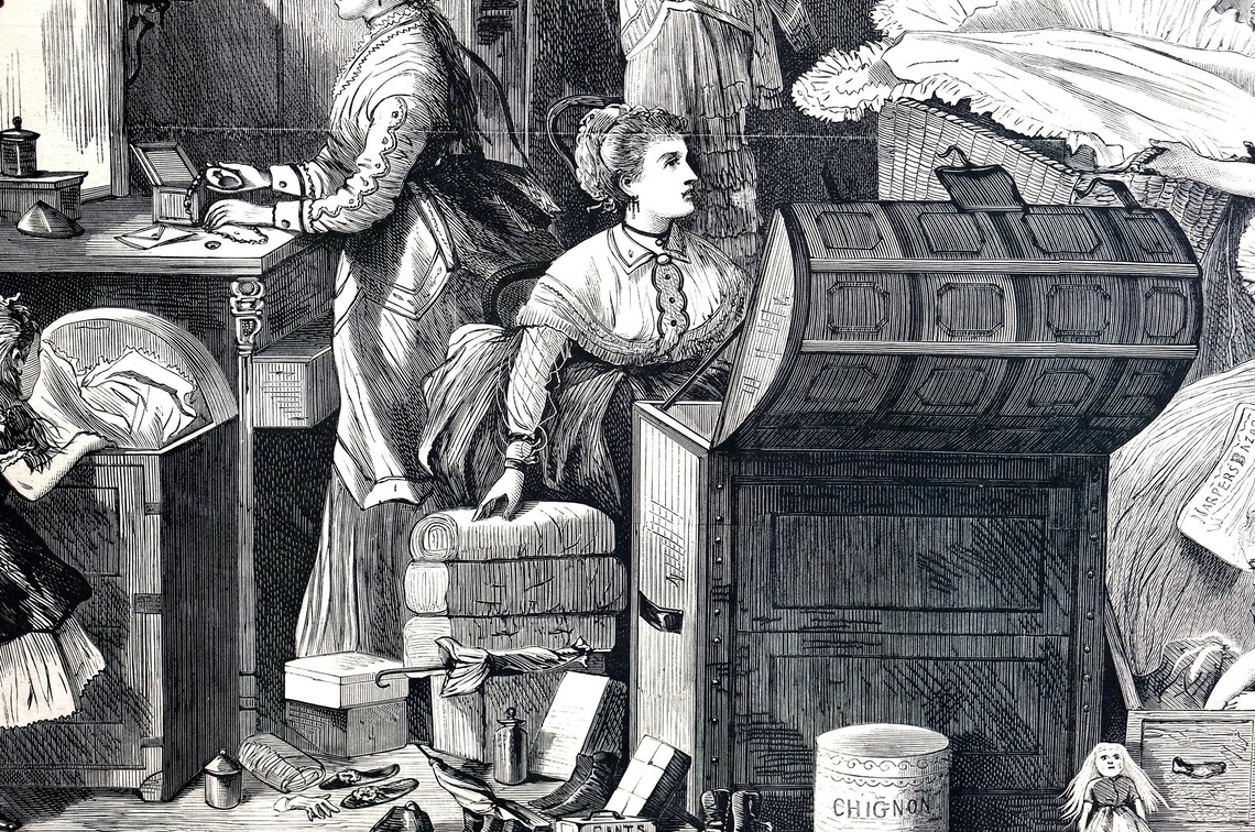 Victorian Vacation 1869 LADIES PACKING for COUNTRY Children Ladies ...