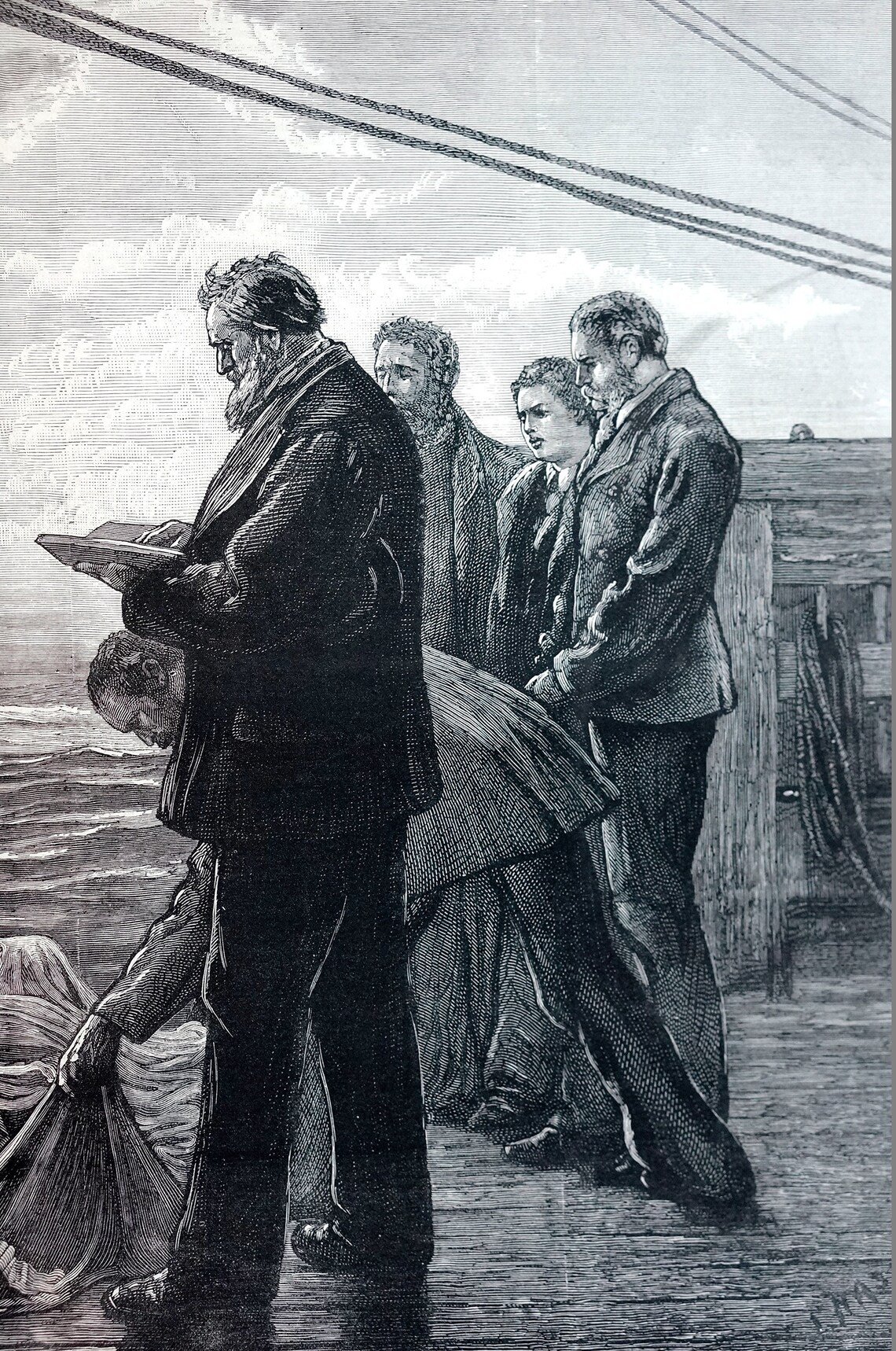 Burial at Sea 1877 DEATH of SAILOR PRAYER Commit Body to Deep Religious ...